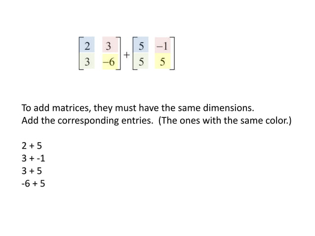 Adding and subtracting matrices unit 3, lesson 2 | PPT