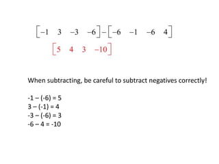 Adding and subtracting matrices unit 3, lesson 2 | PPTX