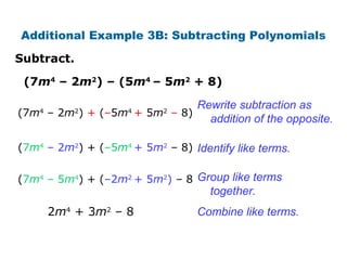 Adding and subtracting polynomials | PPT