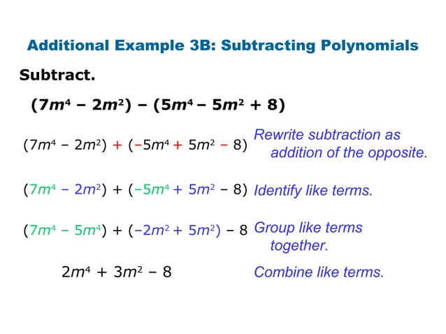 Adding And Subtracting Polynomials Ppt Science