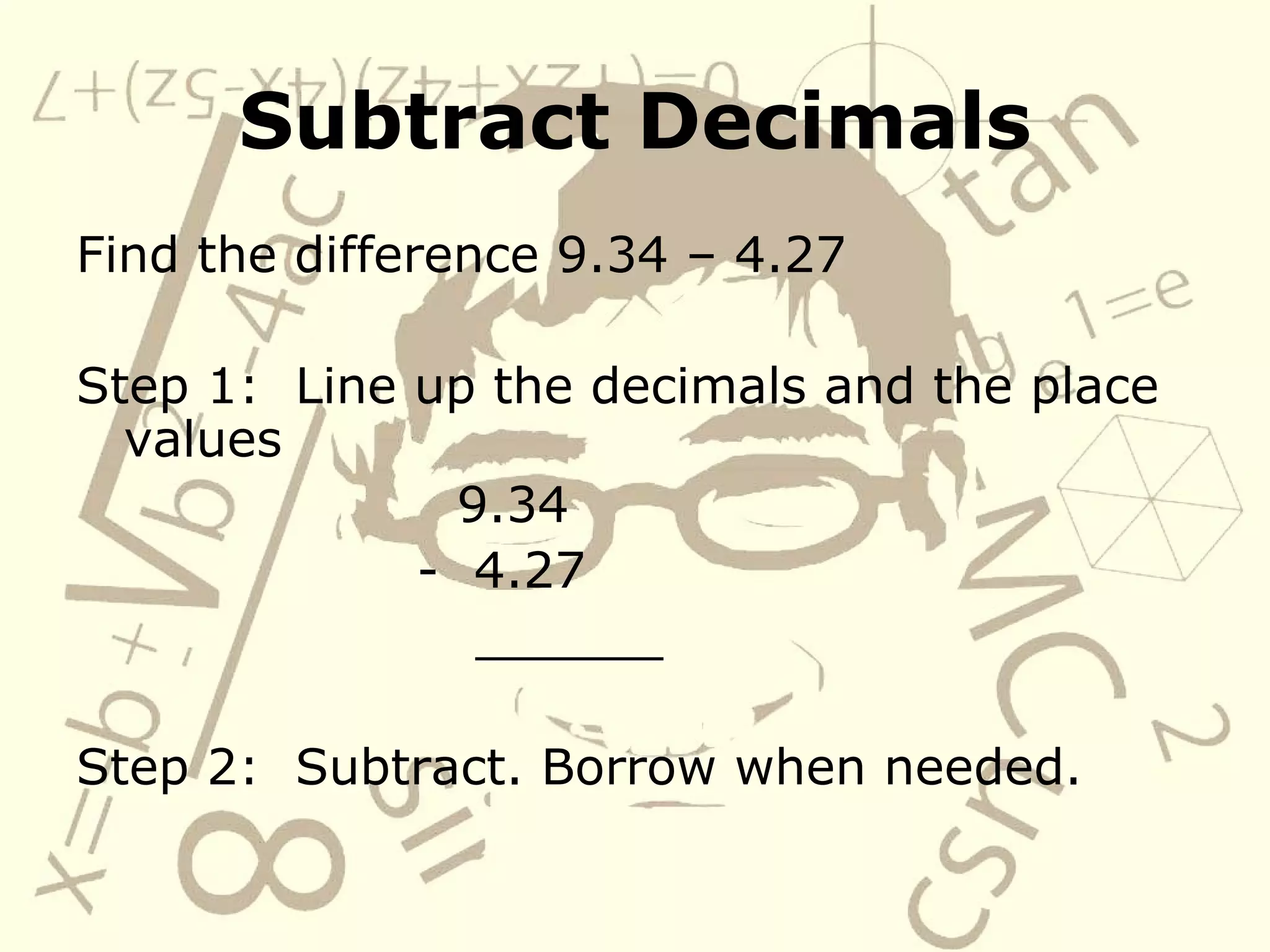 Add and Subtract Decimals | PPT
