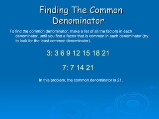 Adding And Subtracting Fractions With Different Denominators | PPT