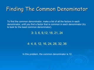 Adding And Subtracting Fractions With Different Denominators | PPT