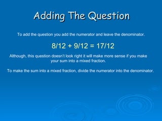 Adding And Subtracting Fractions With Different Denominators | PPT