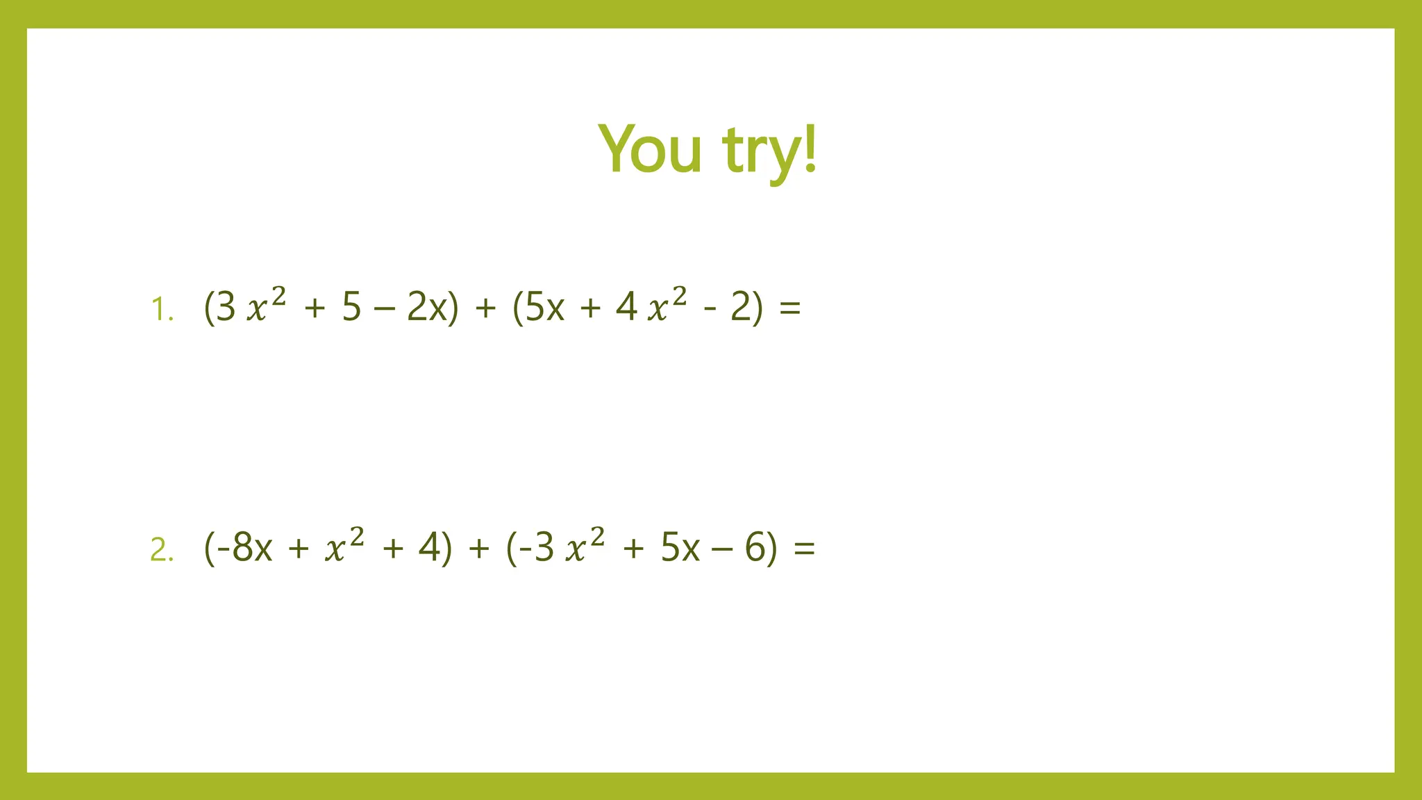 Adding And Subtracting Polynomialss Pptx