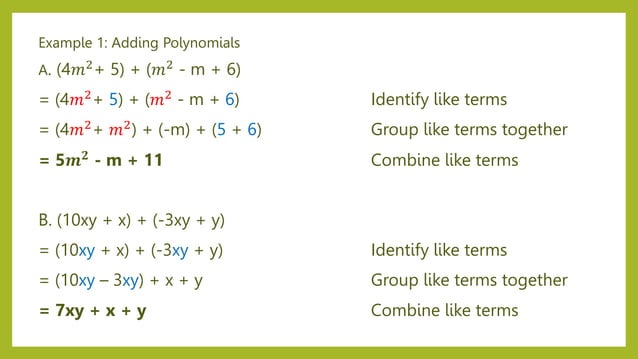 Adding And Subtracting Polynomialss Pptx