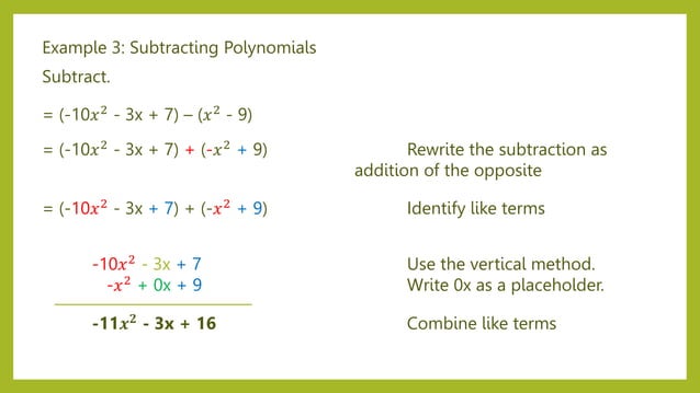 Adding And Subtracting Polynomialss Pptx