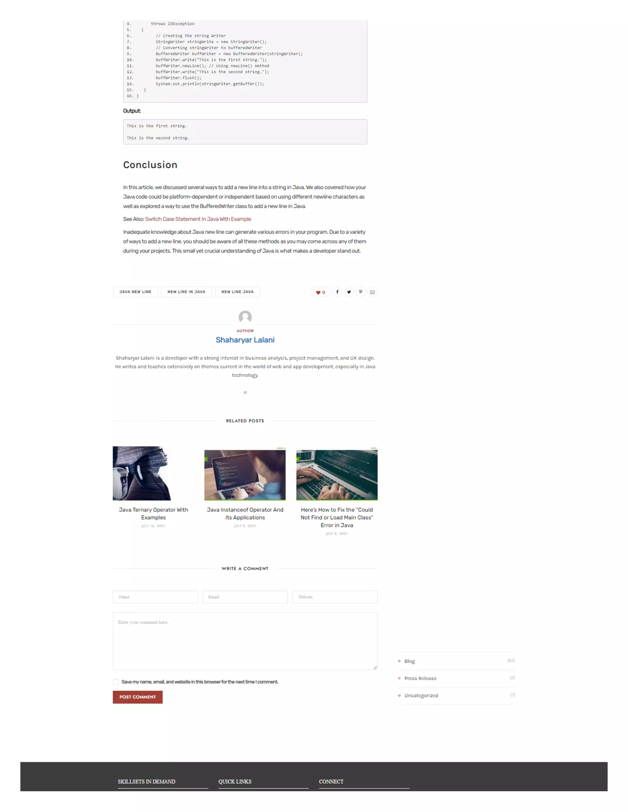 Adding Newline Character To Java String Pdf