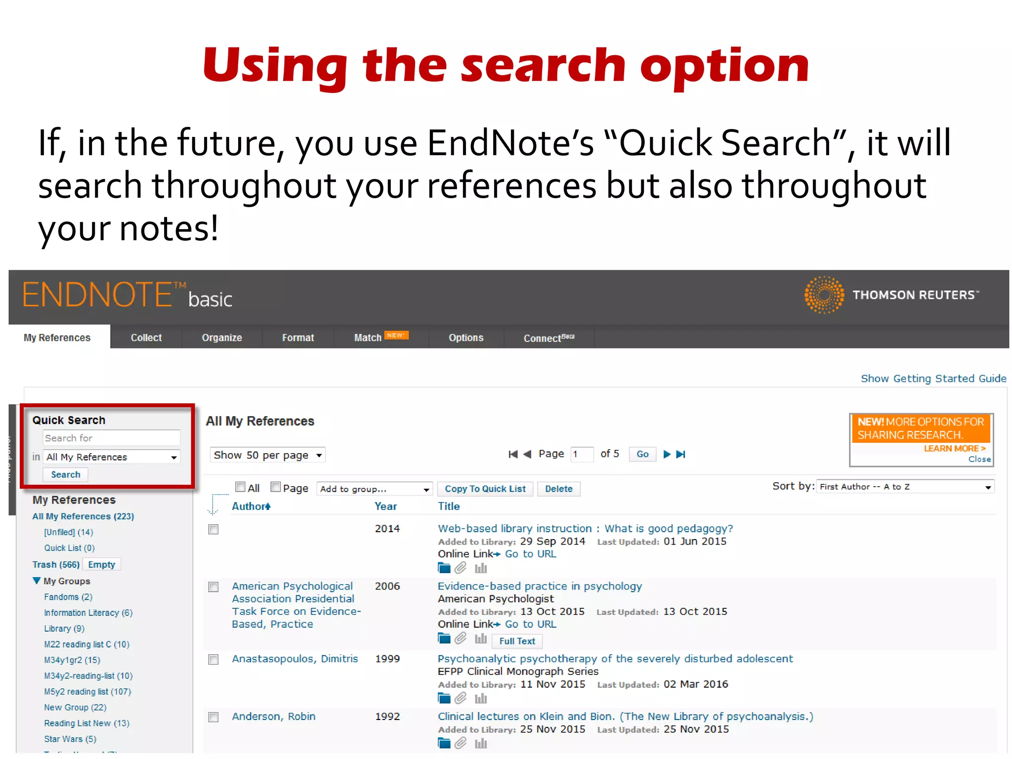 Adding research notes to a reference in EndNote Web | PPT