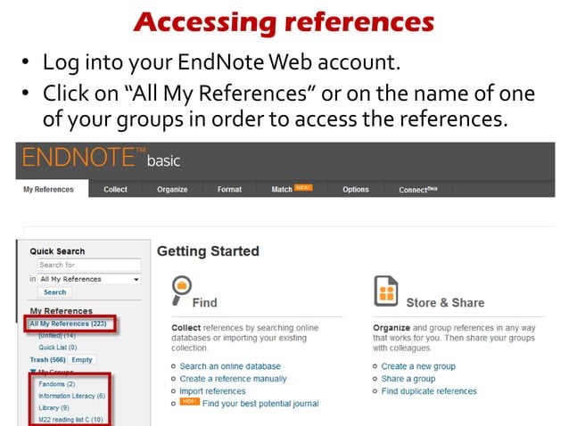 Adding research notes to a reference in EndNote Web | PPT
