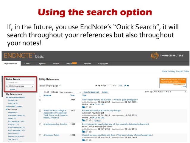 Adding research notes to a reference in EndNote Web | PPT