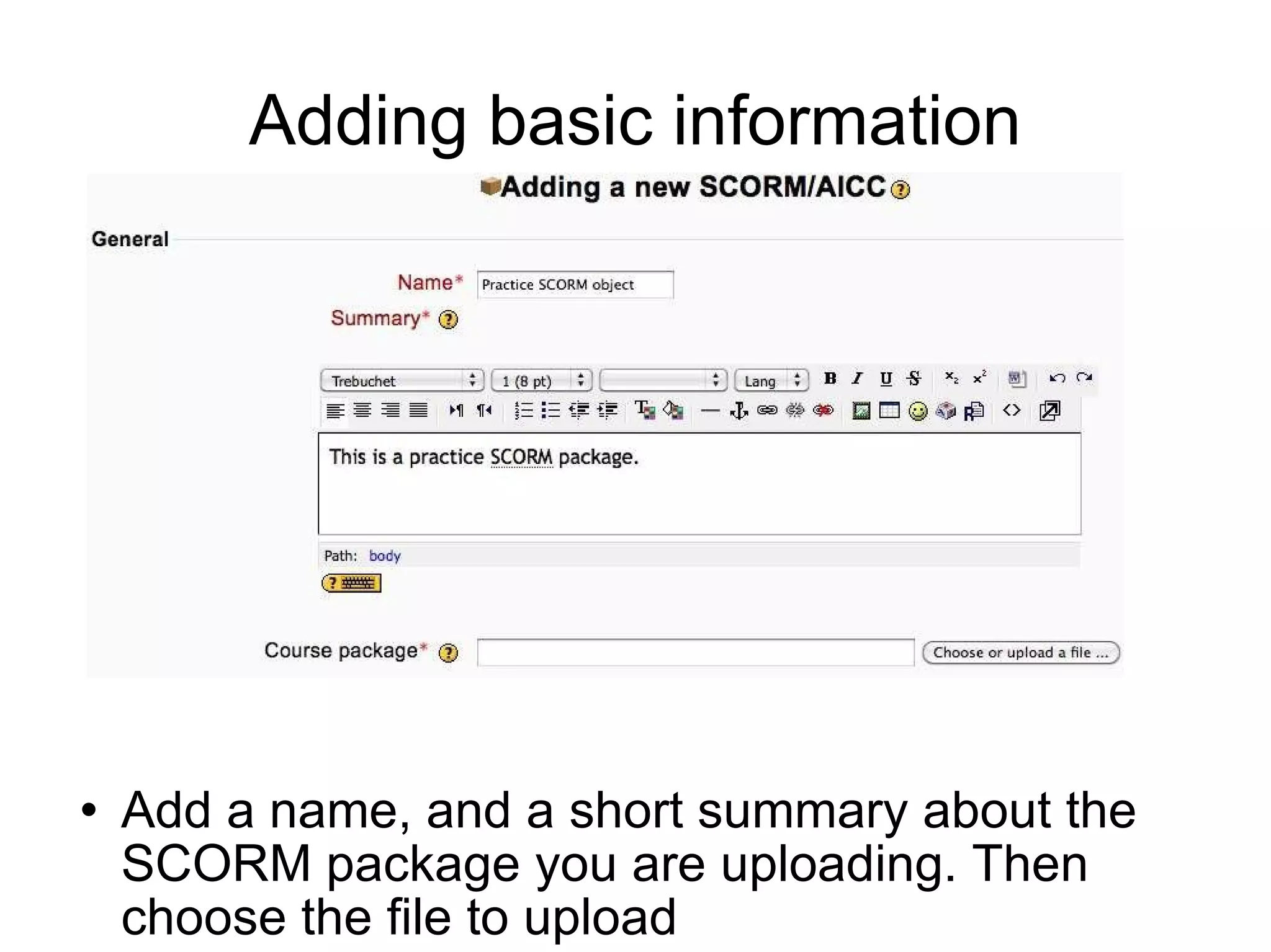 Adding Scorm To Moodle | PPT