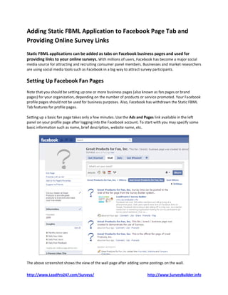 Adding Static FBML Application for Facebook Surveys Deployment | PDF