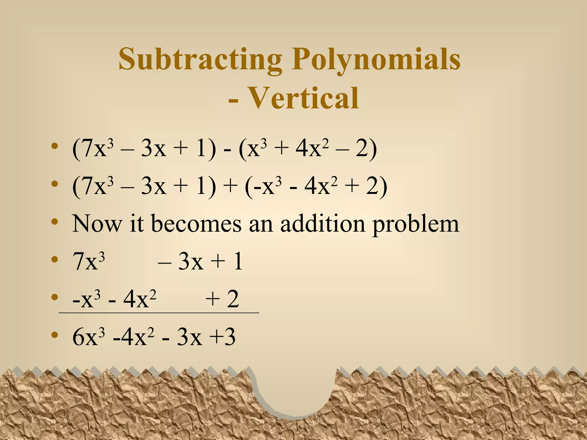 Adding & Subtracting Polynomials | PPT