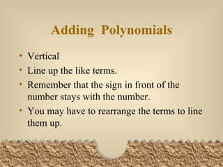 Adding & Subtracting Polynomials | PPT