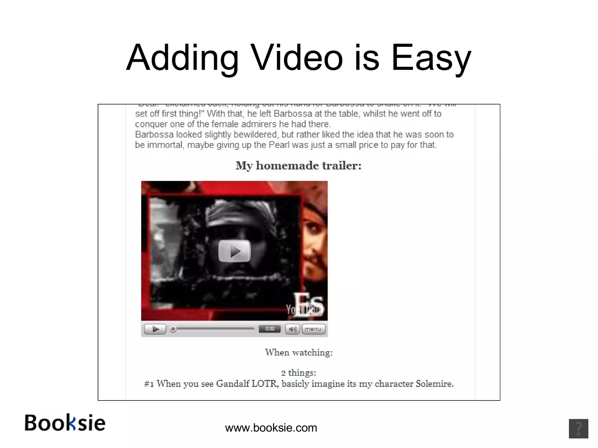 Adding Video On Booksie | PPT