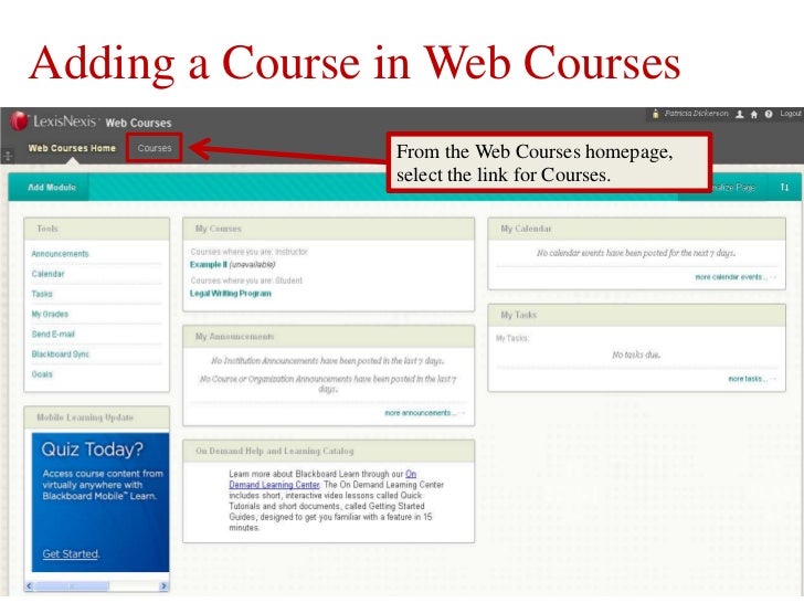 Adding a Course in Web Courses