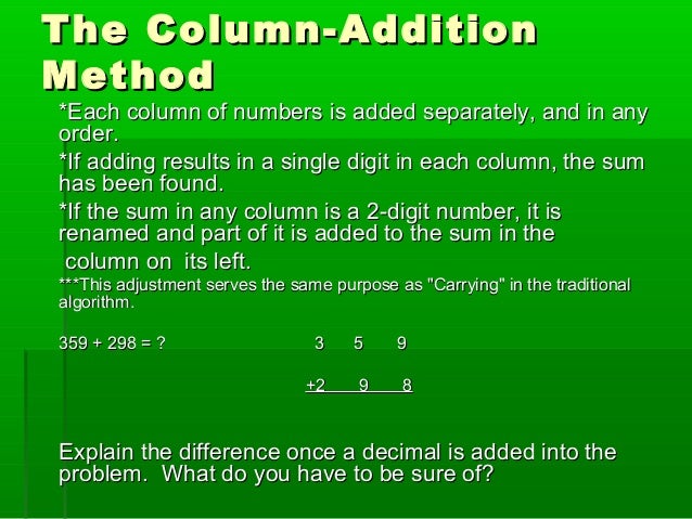 Adding and subtracting