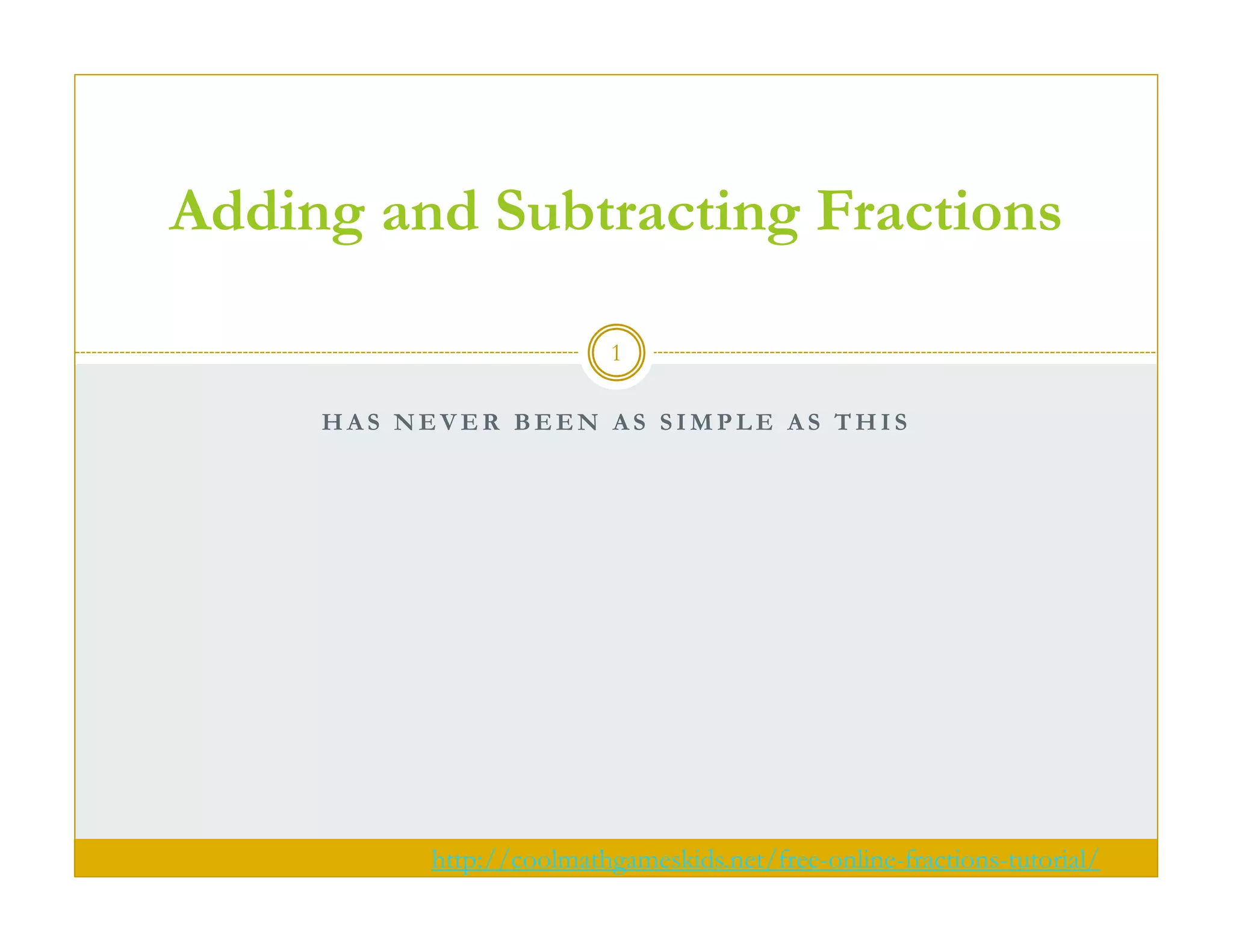Adding and subtracting fractions | PDF