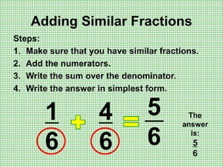 Adding and subtracting fractions | PPT