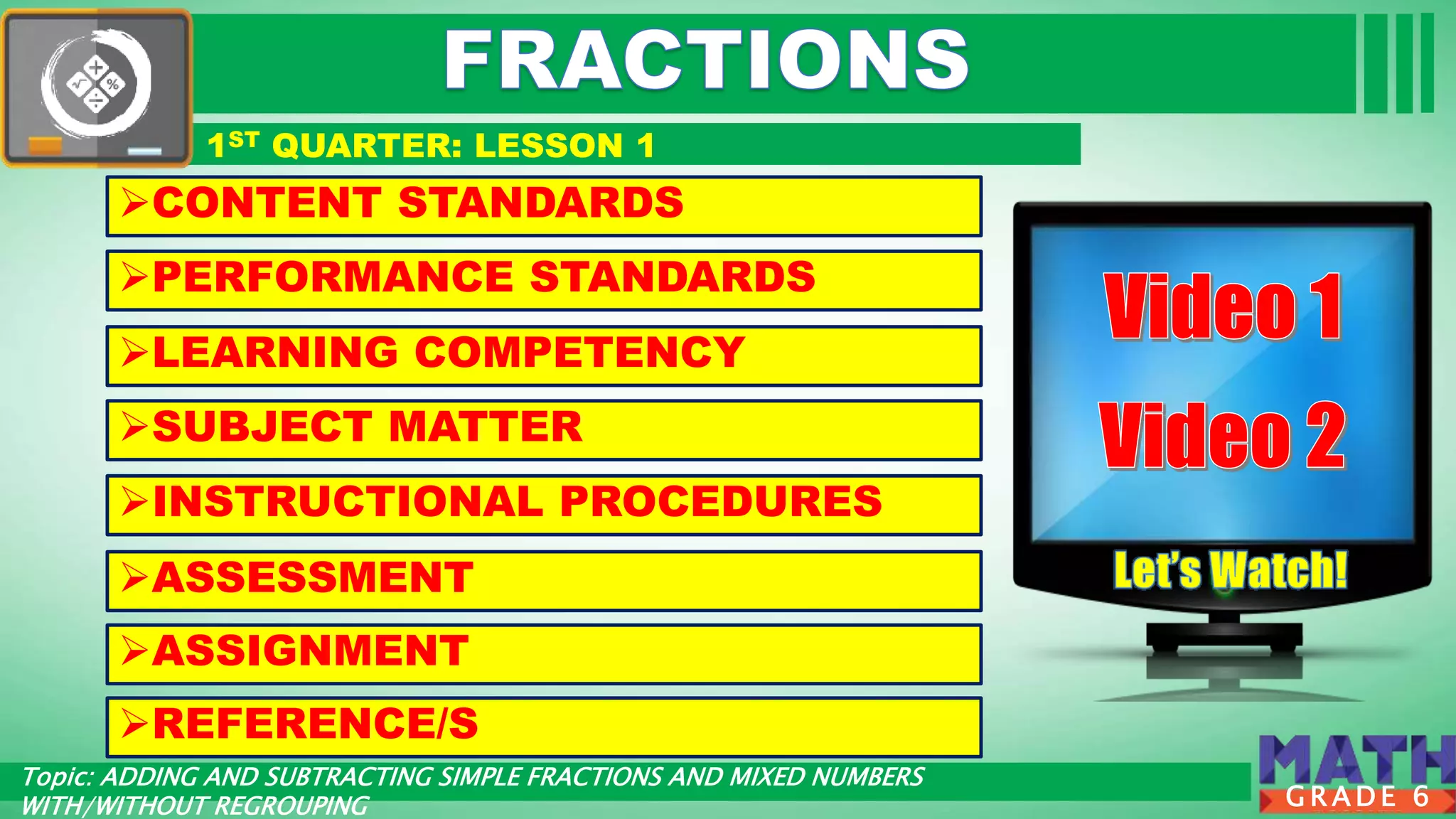 Math 6 Grade 6 1st Quarter Lesson 1 | PPTX