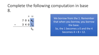 Adding and subtracting in other bases | PPT