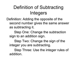 Adding and subtracting integers | PPT