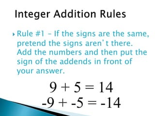 Adding and subtracting integers | PPT
