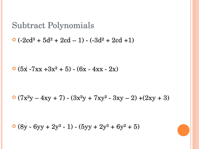 Adding And Subtracting Polynomials | PPT