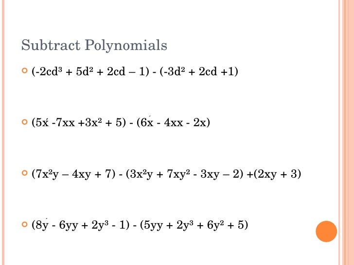 Adding And Subtracting Polynomials