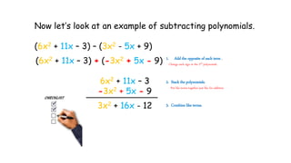 Adding and subtracting polynomials | PPTX