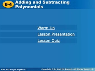 Adding and Subtracting Polynomials PPP.ppt