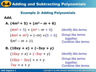 Adding and Subtracting Polynomials PPP.ppt