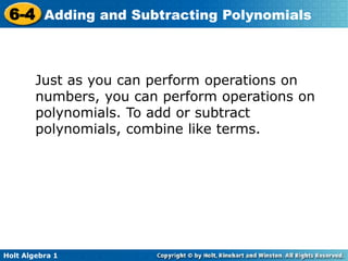 Adding and Subtracting Polynomials PPP.ppt