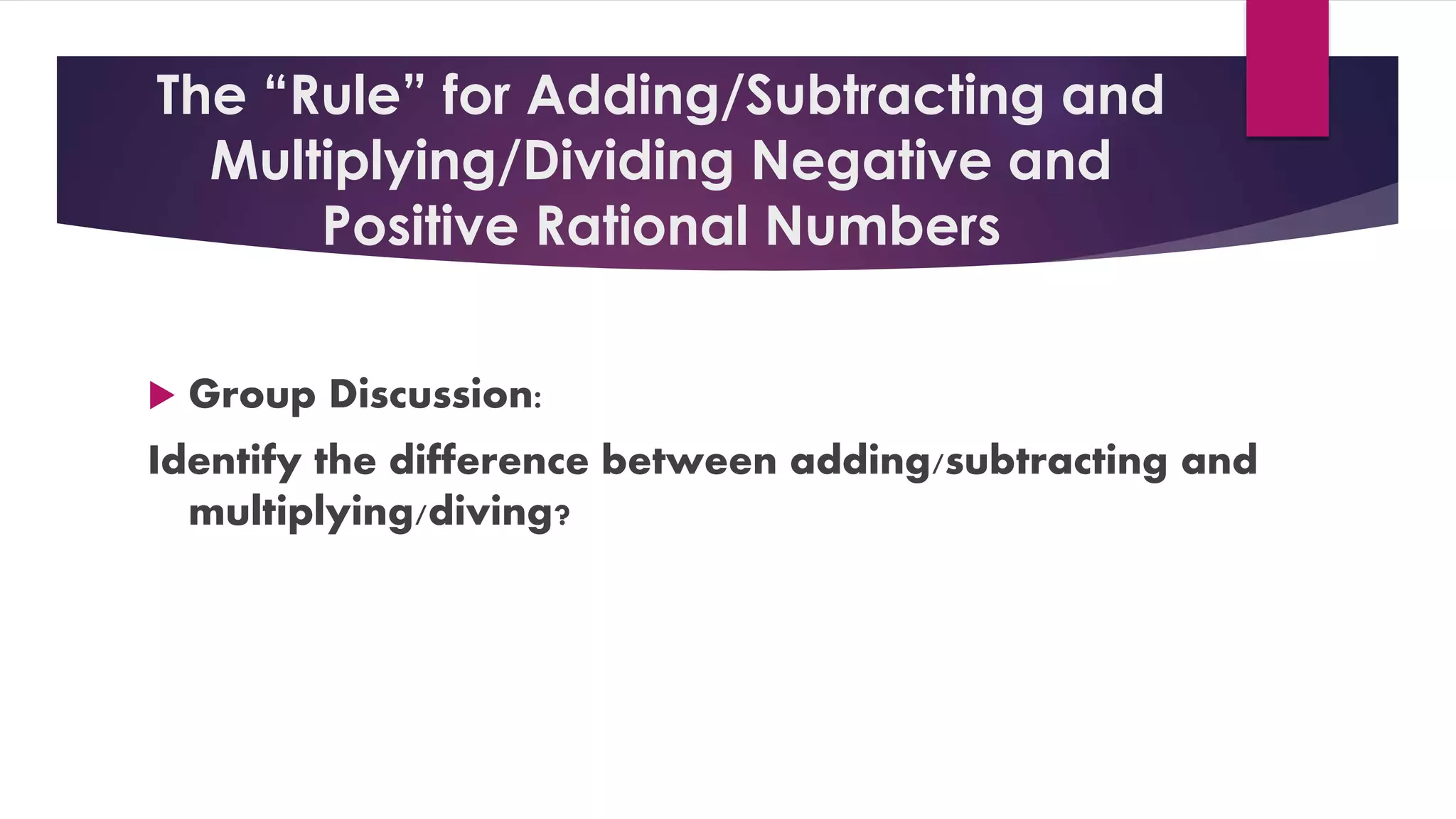 Adding and subtracting positive and negative rational number notes 1 | PPTX