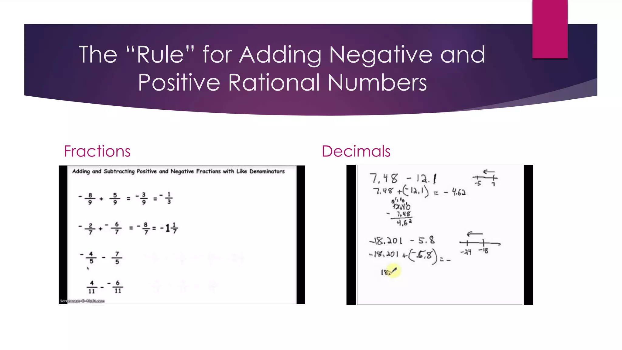 Adding and subtracting positive and negative rational number notes 1 | PPTX