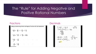 Adding and subtracting positive and negative rational number notes 1 | PPTX
