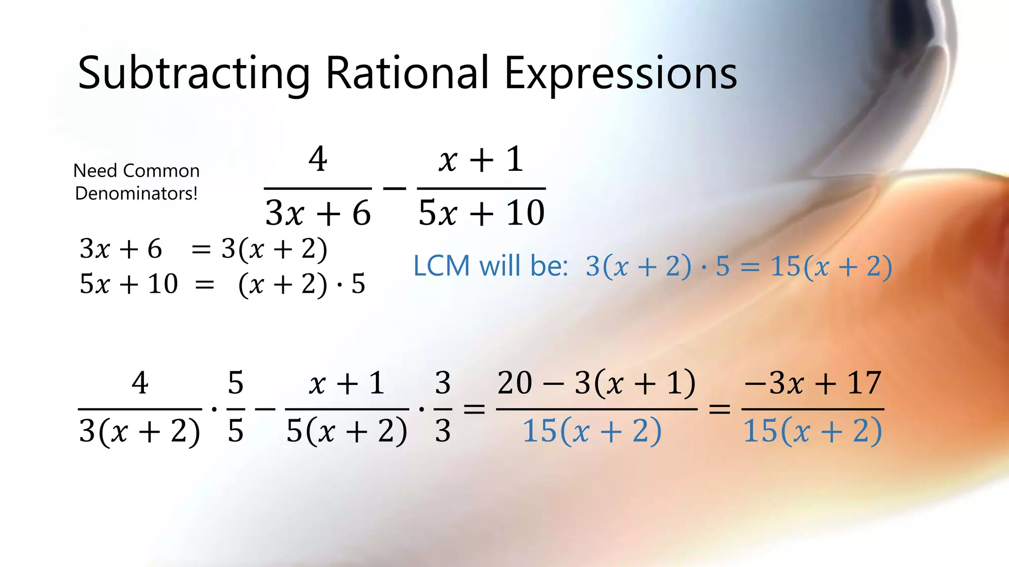 Adding and subtracting rational expressions | PPTX