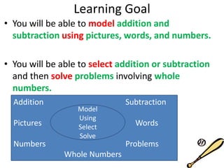 Adding and subtracting to solve problems notes pages | PPTX