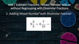 Adding and Subtraction Fraction mixed Number without or with regrouping ...