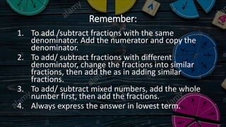 Adding and Subtraction Fraction mixed Number without or with regrouping ...