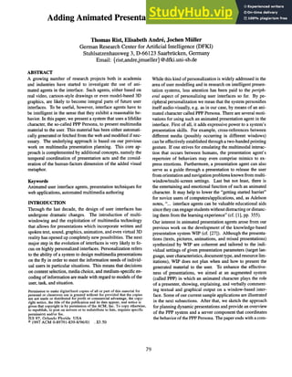 Adding Animated Presentation Agents To The Interface | PDF