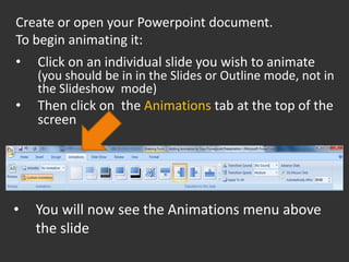 Adding Animation to your Powerpoint Presentation | PPTX