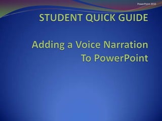 Adding a voice narration to PPT | PPT