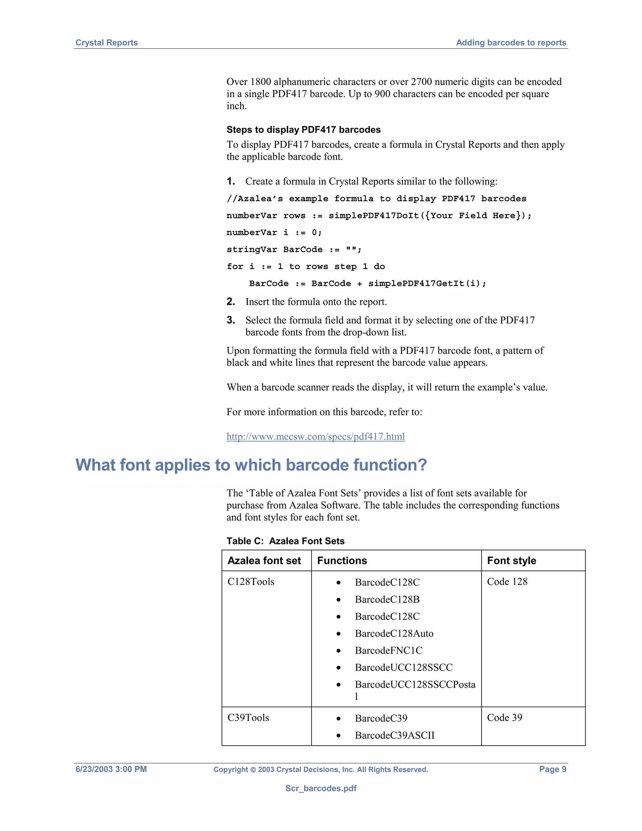Adding barcode to report (cr) | PDF
