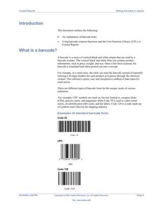 Adding barcode to report (cr) | PDF