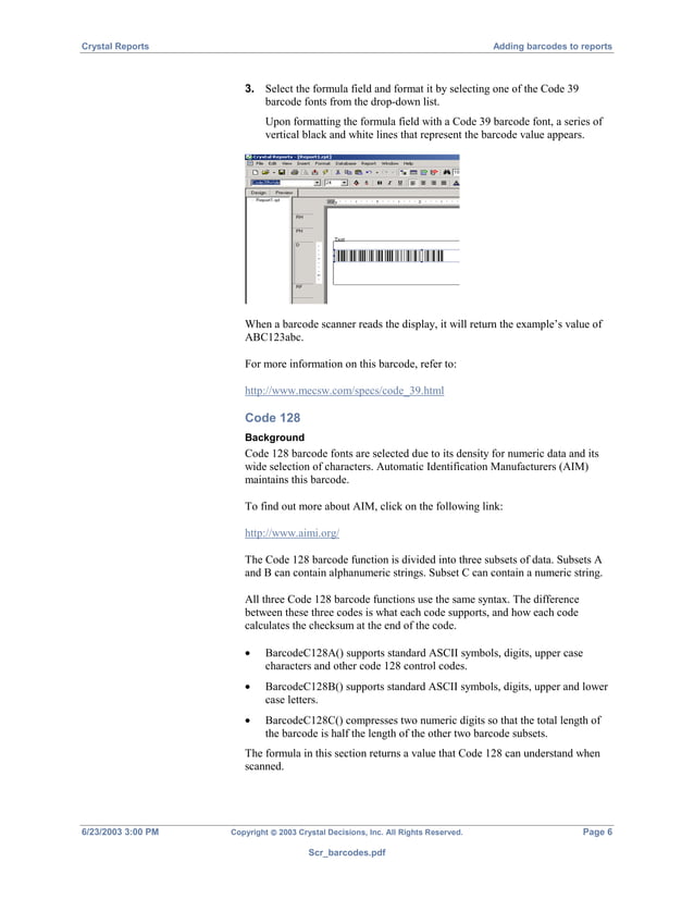 Adding barcode to report (cr) | PDF