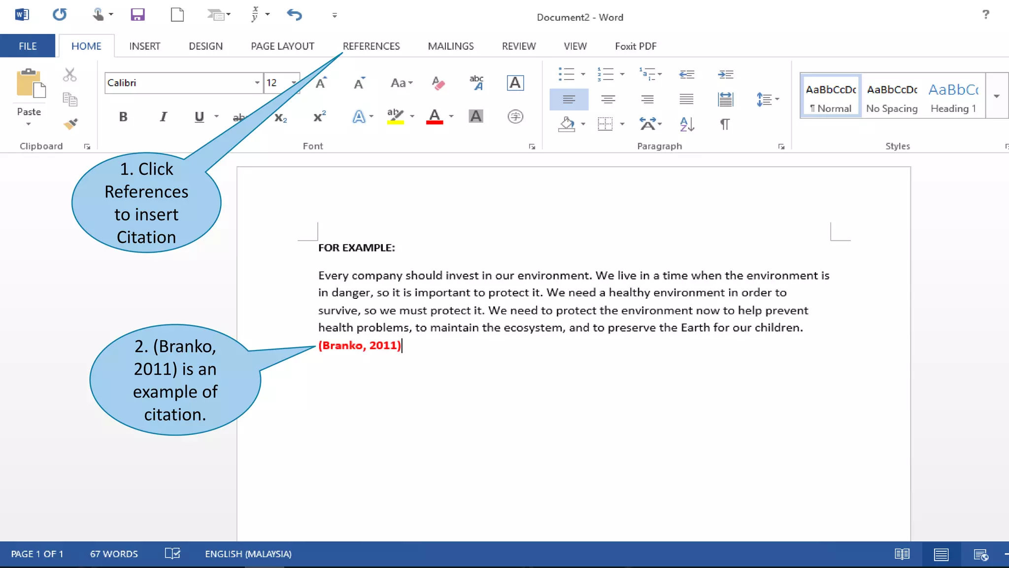 Adding Citations Using Microsoft Word 2013 Ppt