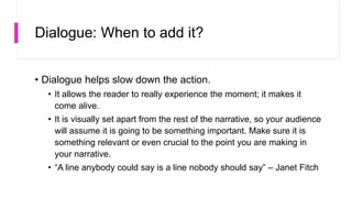 Adding dialogue and sensory detail to your personal narratives | PPTX