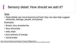 Adding dialogue and sensory detail to your personal narratives | PPTX